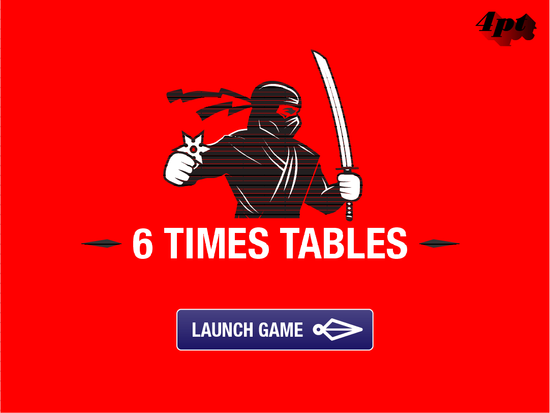 6 Times Tables Ninja Maths Game 4pt Limited